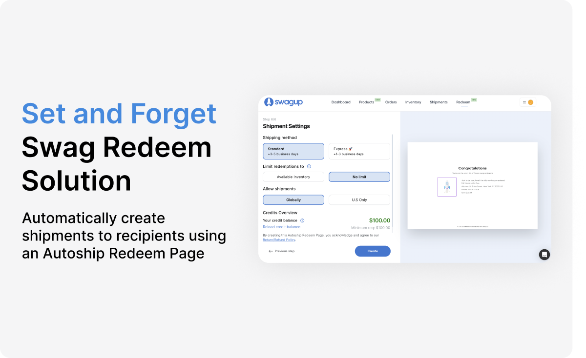 SwagUp - Introducing Autoship Redeem Pages – Automatically Create Swag ...